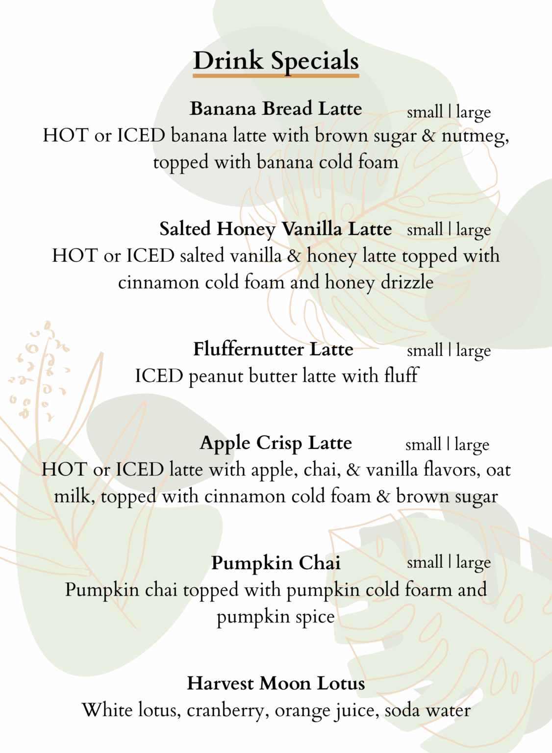 Scarborough Menu - Cafe Luna