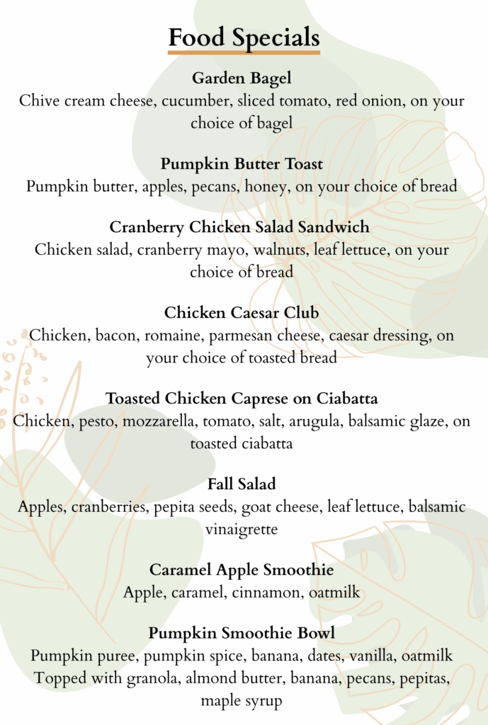 Scarborough Menu - Cafe Luna