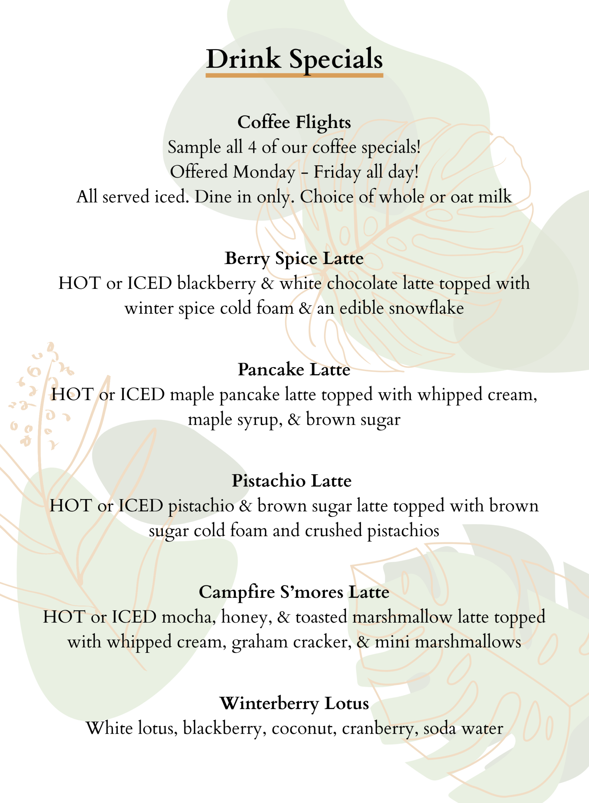 Scarborough Menu - Cafe Luna